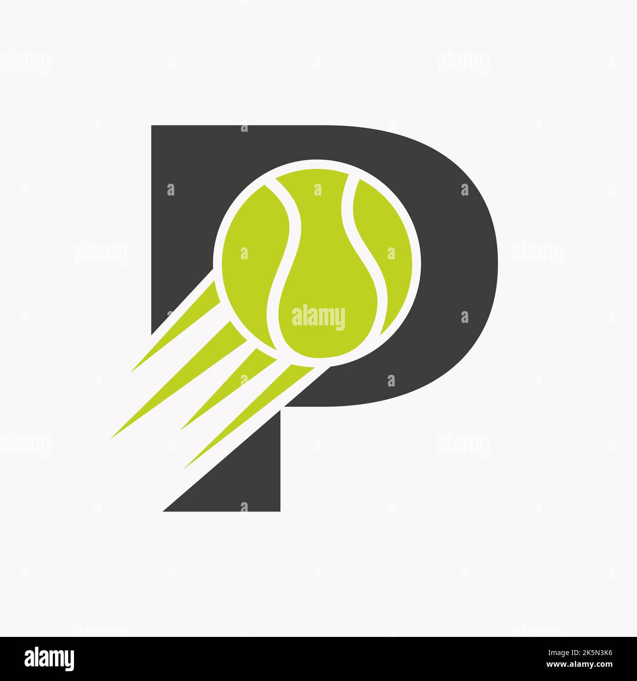 Initial Letter P Tennis Logo Concept With Moving Tennis Ball Icon ...