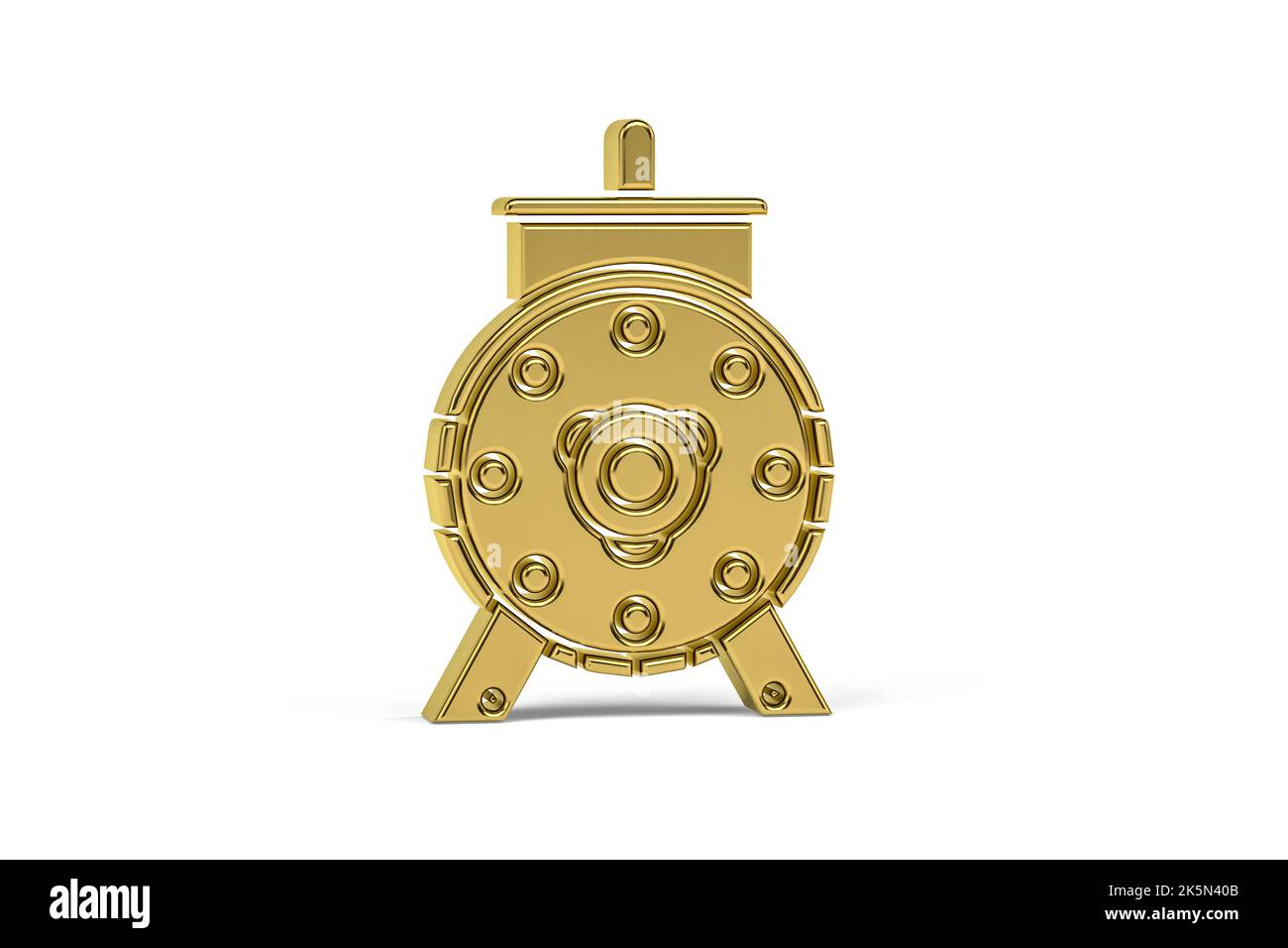 Golden 3d electric motor icon isolated on white background - 3D render ...