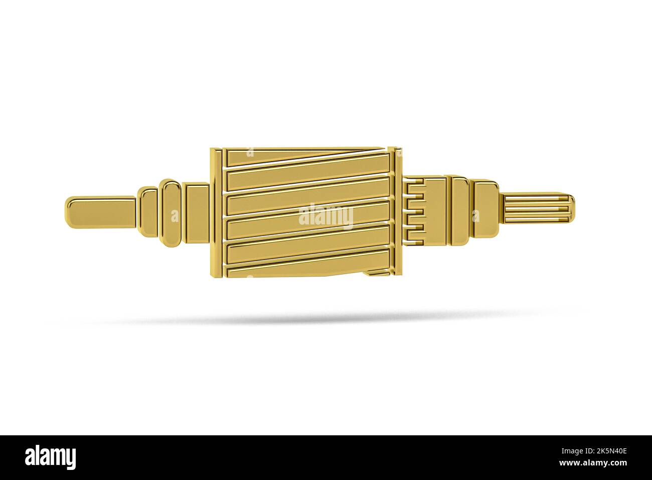 Golden 3d electric motor icon isolated on white background - 3D render ...