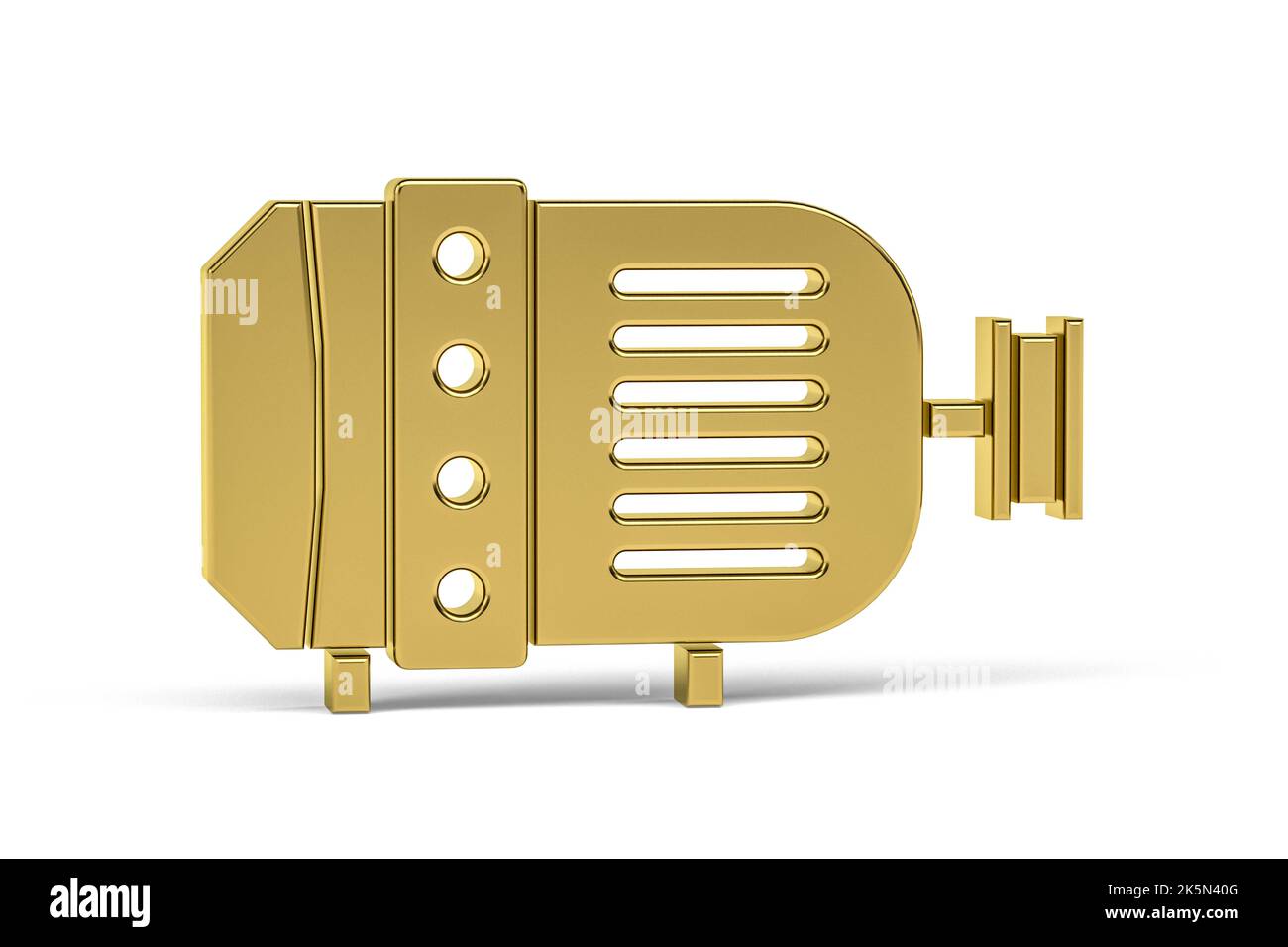Golden 3d electric motor icon isolated on white background - 3D render ...