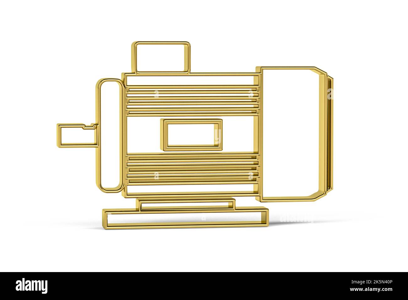 Golden 3d electric motor icon isolated on white background - 3D render ...
