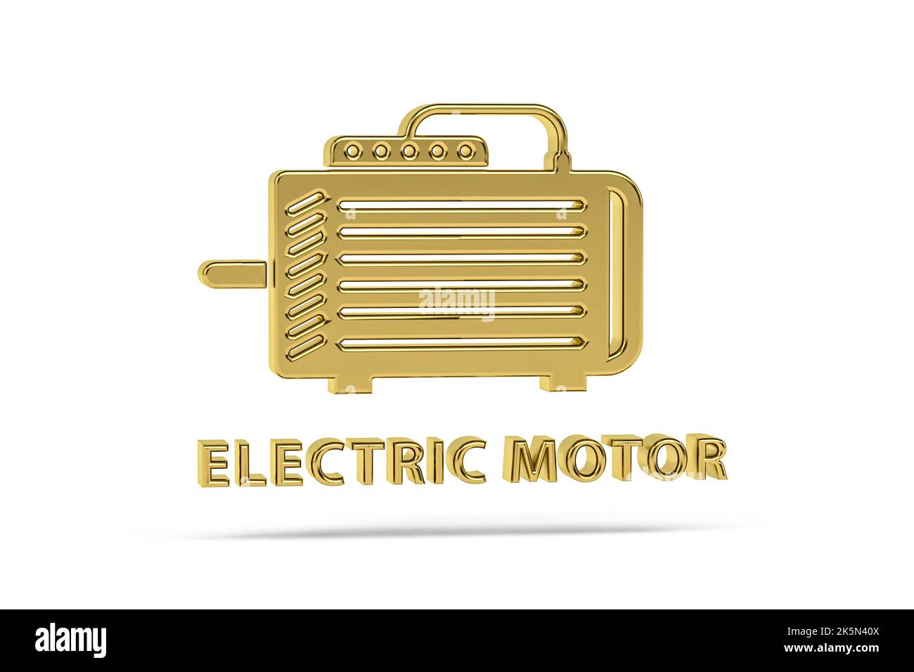 Golden 3d electric motor icon isolated on white background - 3D render ...