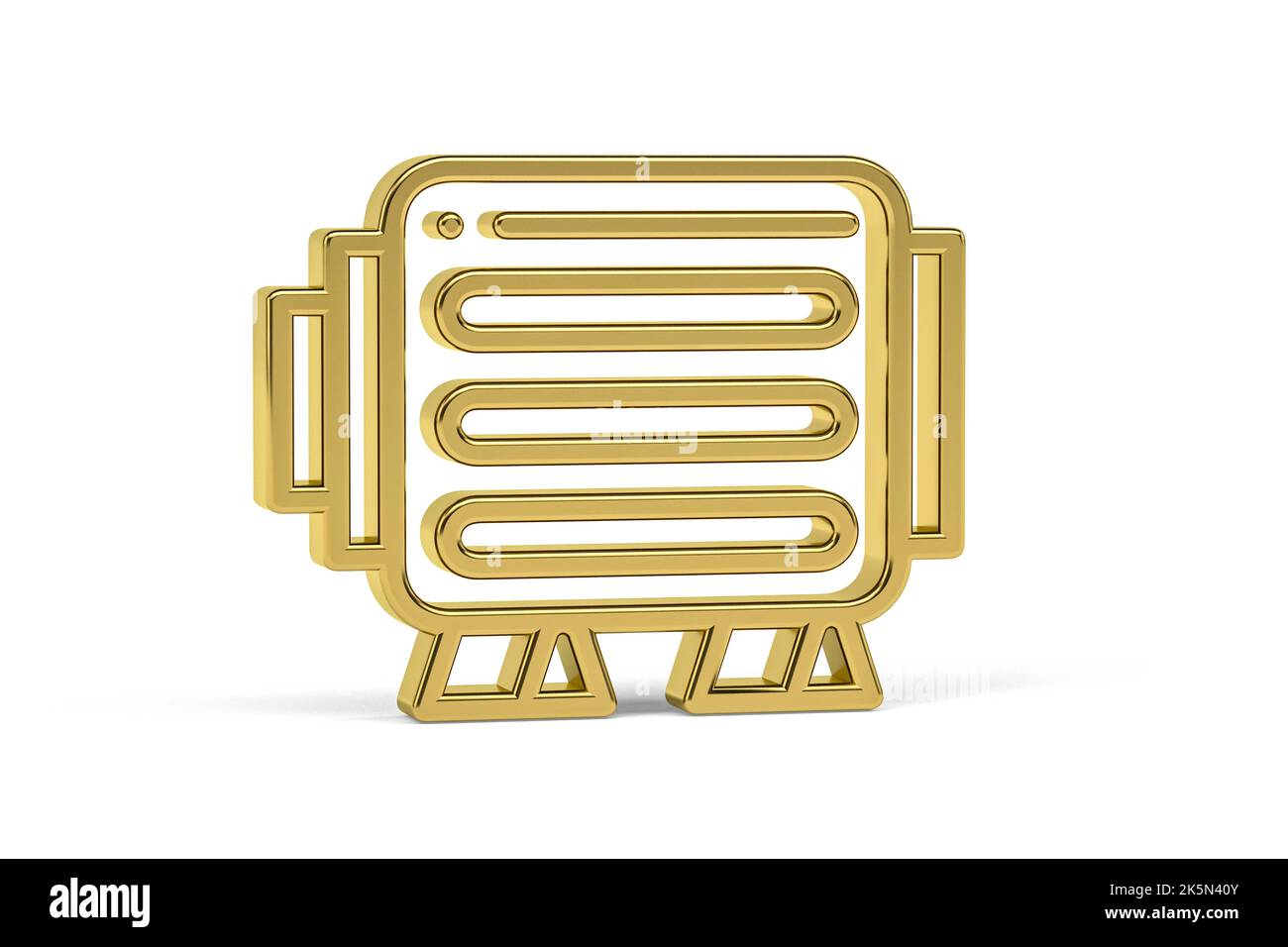 Golden 3d electric motor icon isolated on white background - 3D render ...