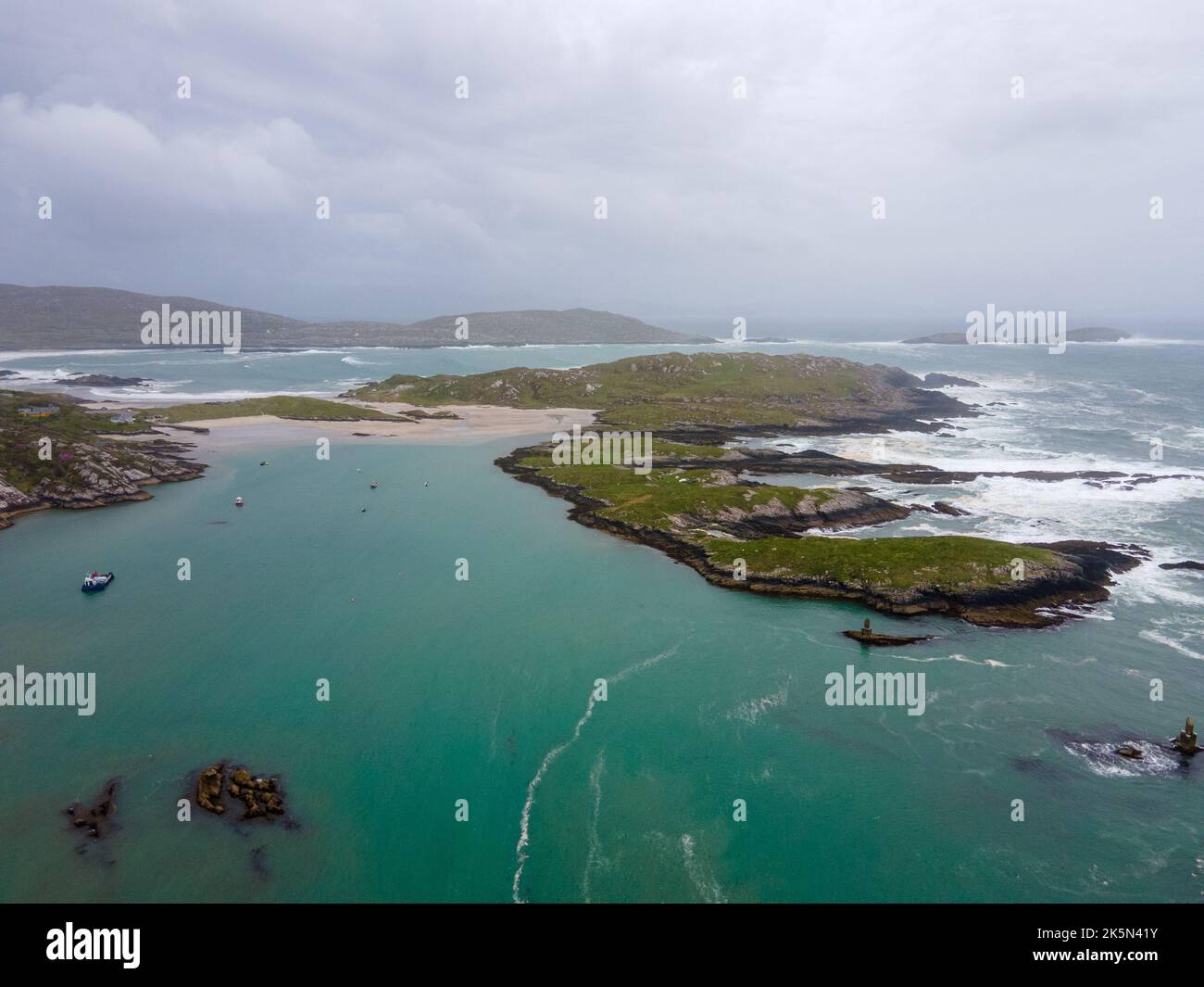 Ireland, County Kerry, Derrynane blue flag beach located over the Ring ...