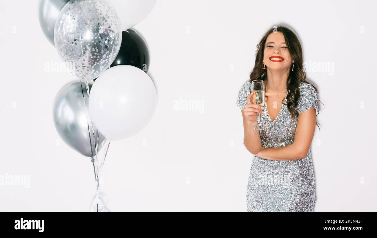 birthday mood happy woman festive toast holiday Stock Photo - Alamy