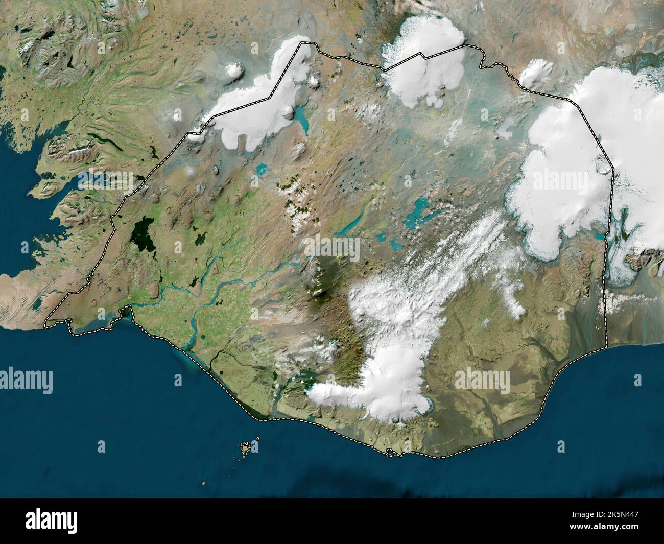 Suurland, region of Iceland. High resolution satellite map Stock Photo ...