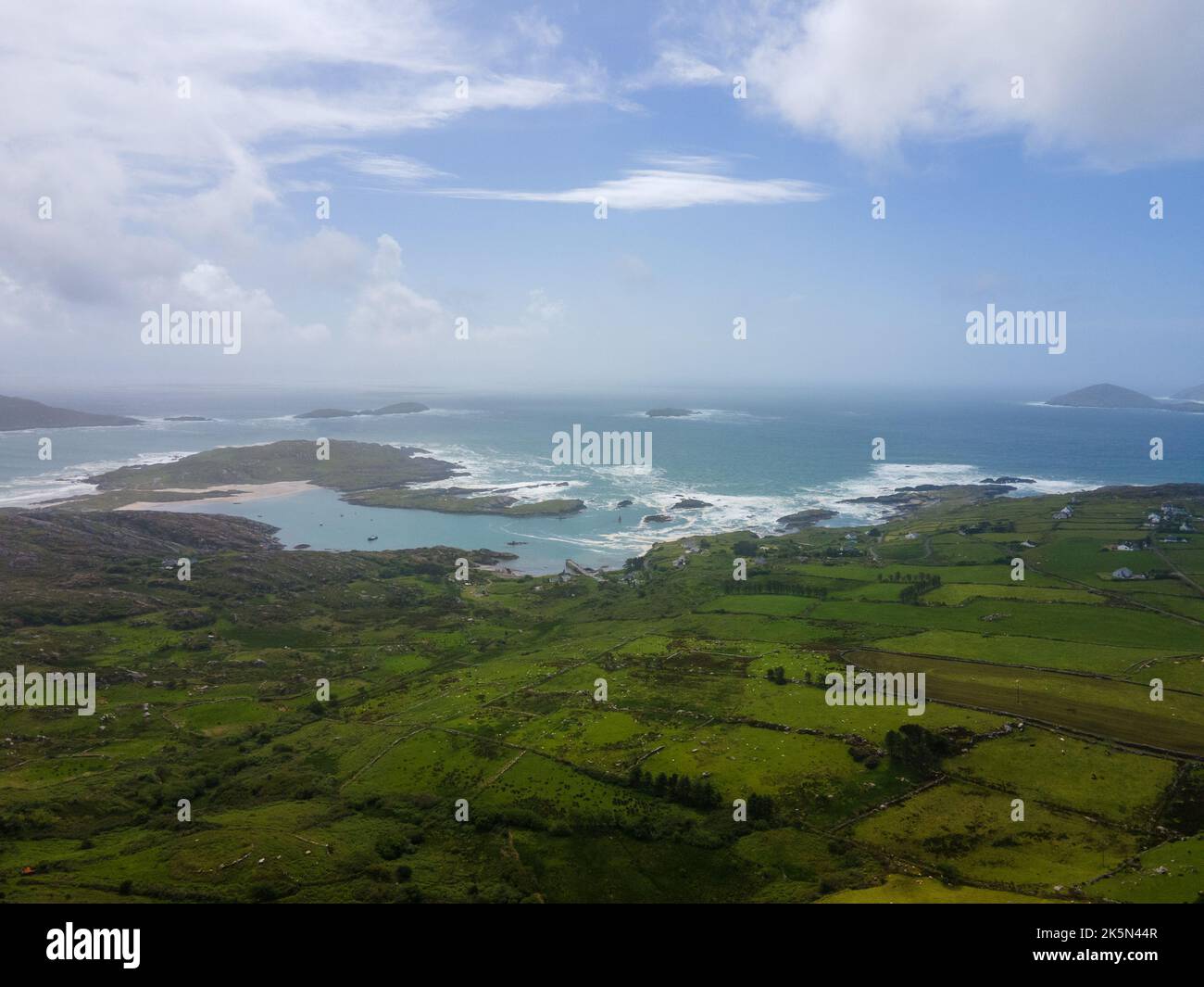 Ireland, County Kerry, Derrynane blue flag beach located over the Ring ...