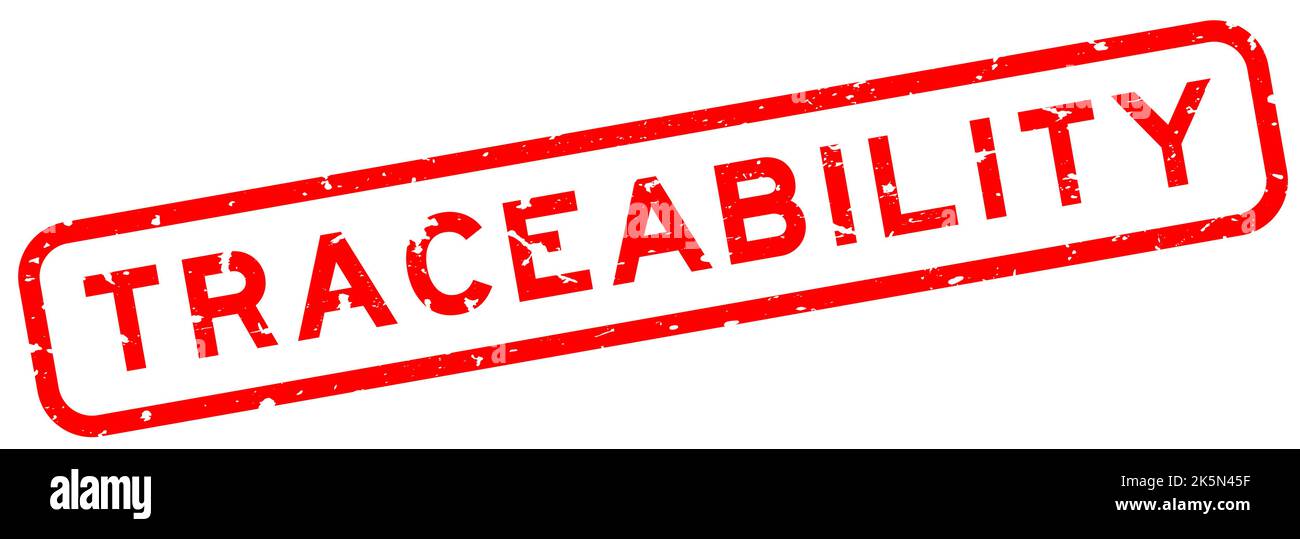 Grunge red traceability word rubber seal stamp on white background ...