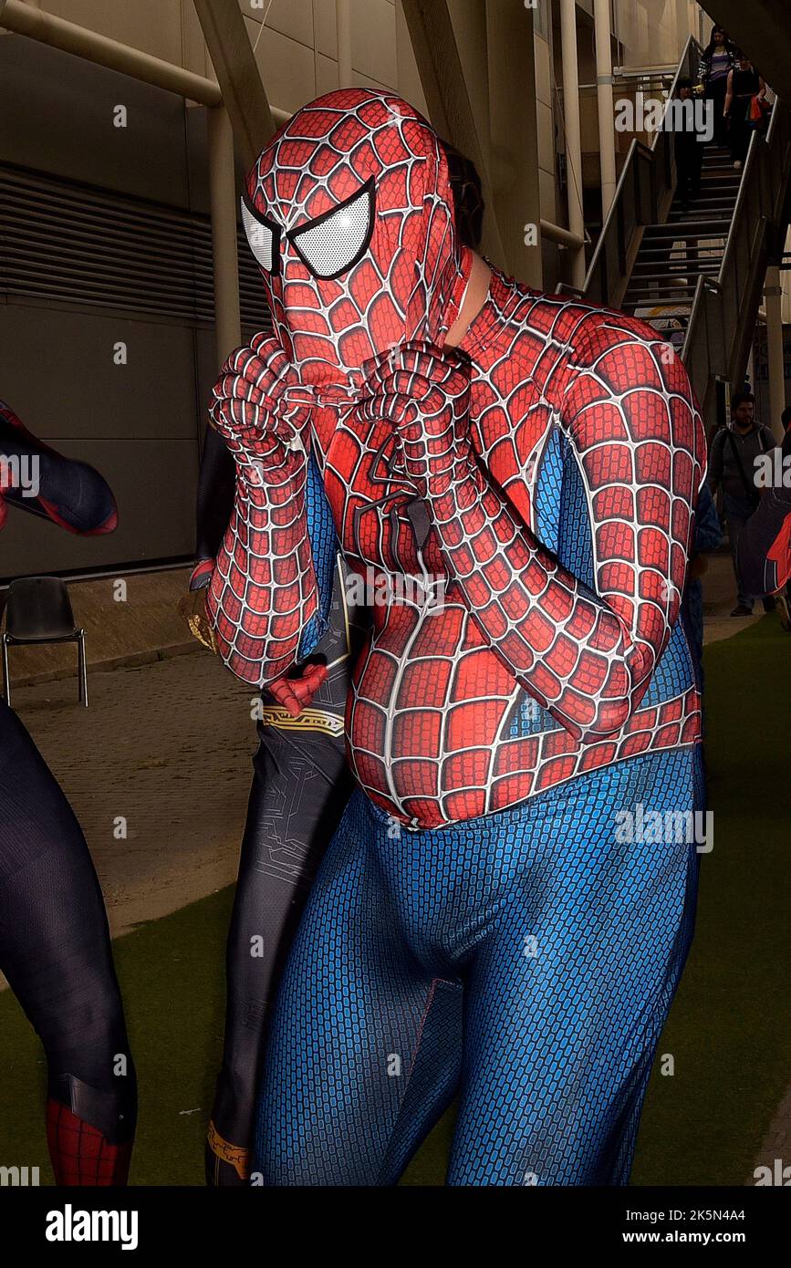 A Spiderman cosplayer seen during the 29th edition of Romics, an international exhibition of ...