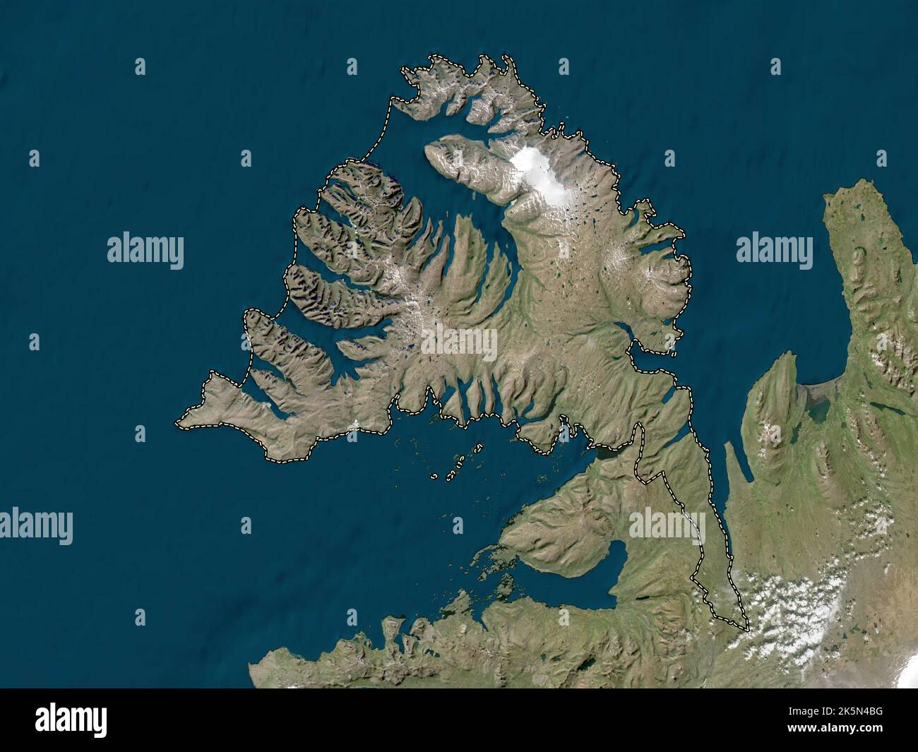 Vestfirir, region of Iceland. Low resolution satellite map Stock Photo ...
