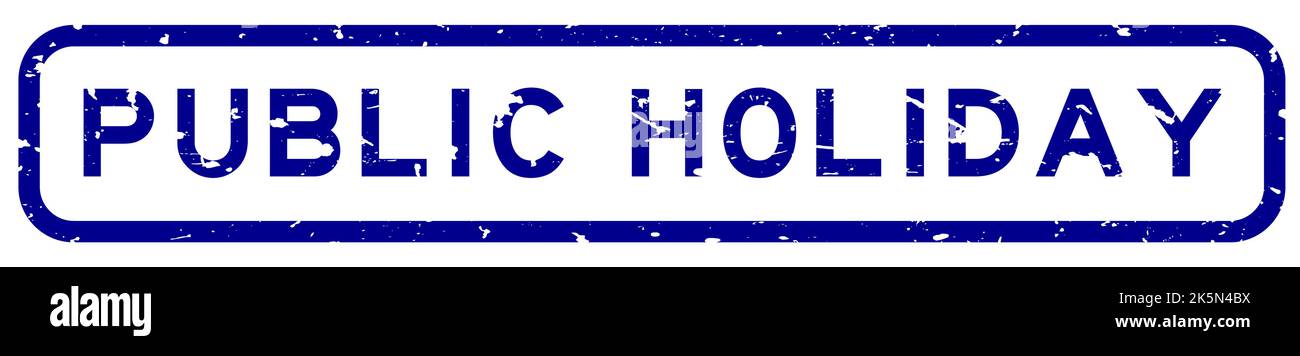 Grunge blue public holiday word square rubber seal stamp on white ...