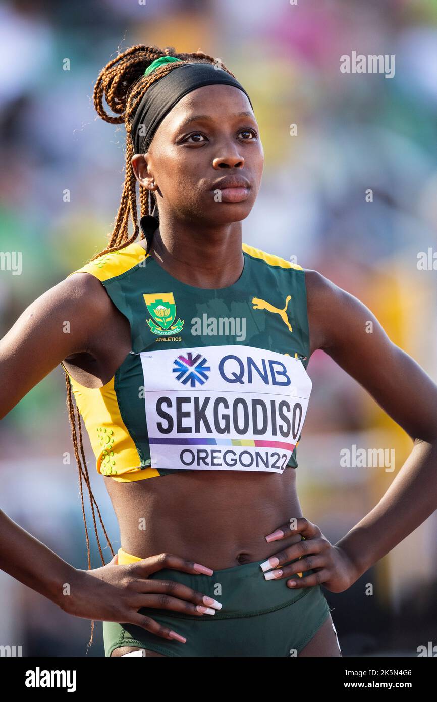 Prudence Sekgodiso of South Africa competing in the women’s 800m heats ...