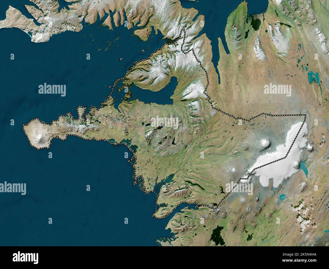 Vesturland, region of Iceland. High resolution satellite map Stock ...