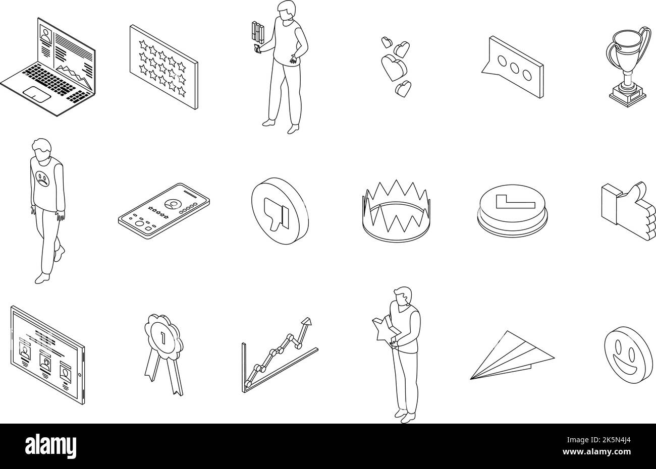 Reputation icons set. Isometric set of reputation vector icons outline ...