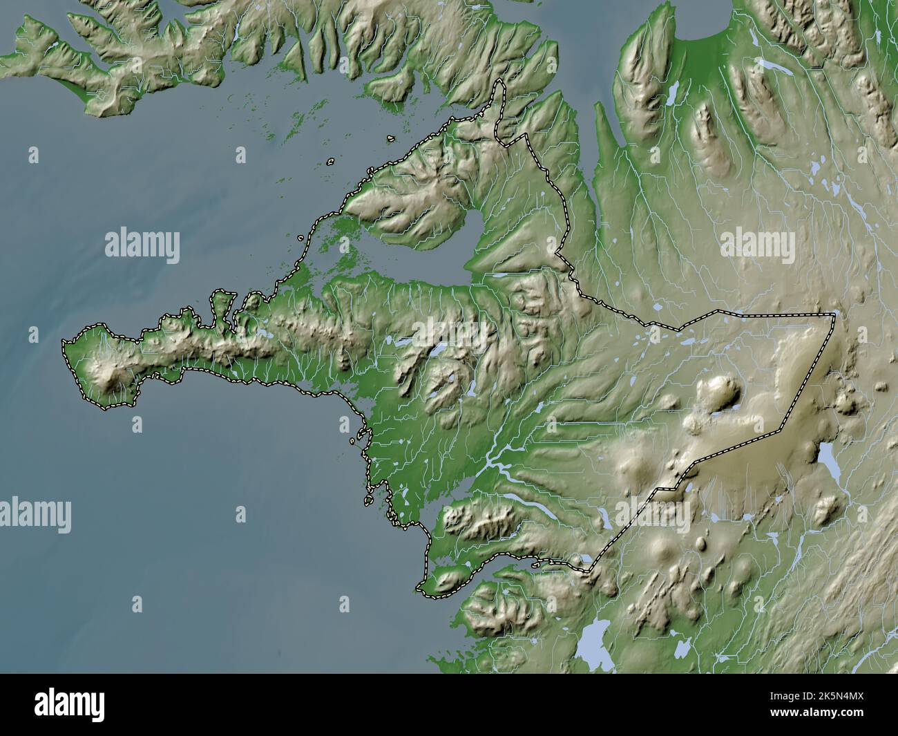 Vesturland, region of Iceland. Elevation map colored in wiki style with ...