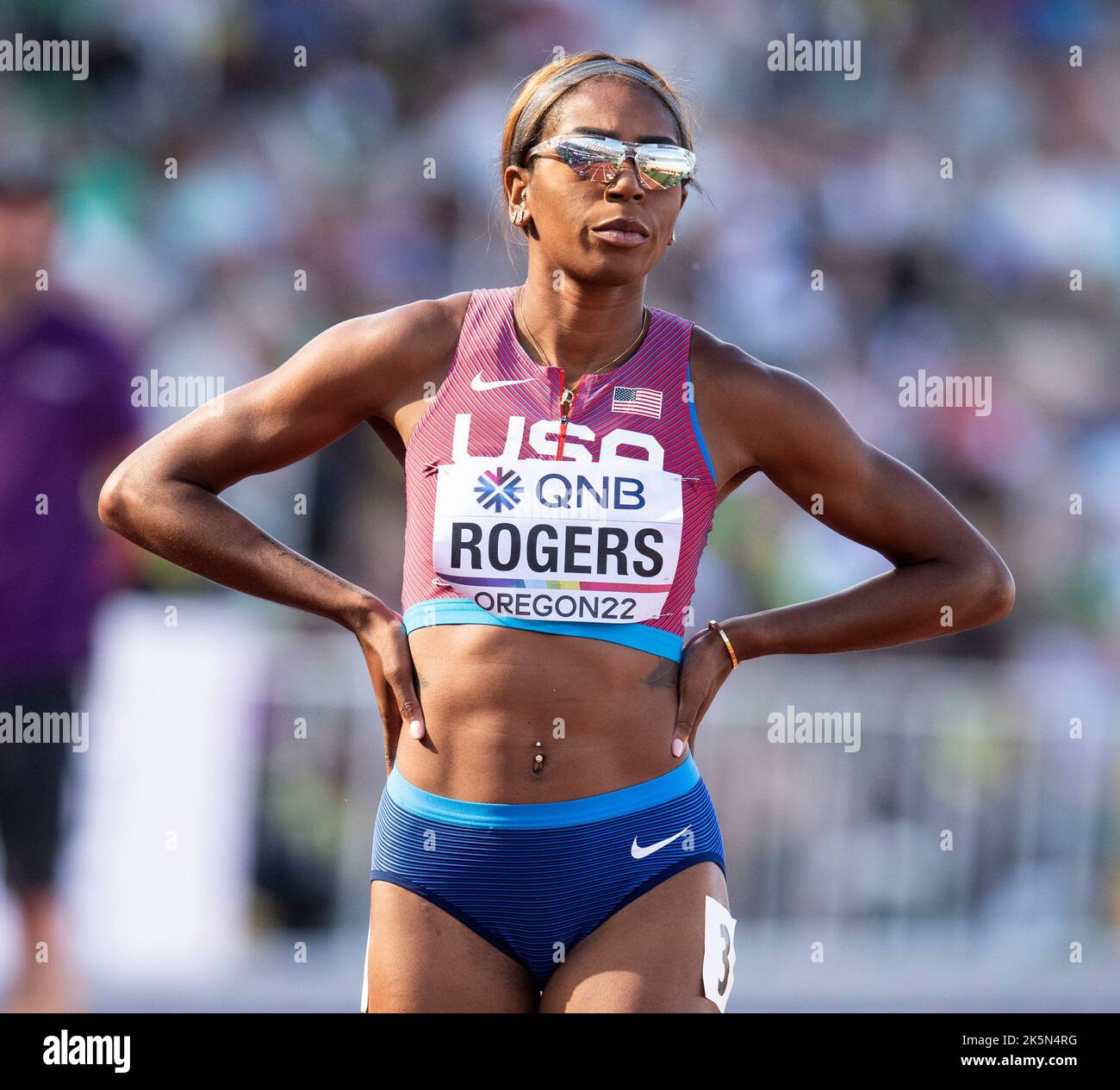 Raevyn Rogers of the USA competing in the women’s 800m heats at the ...