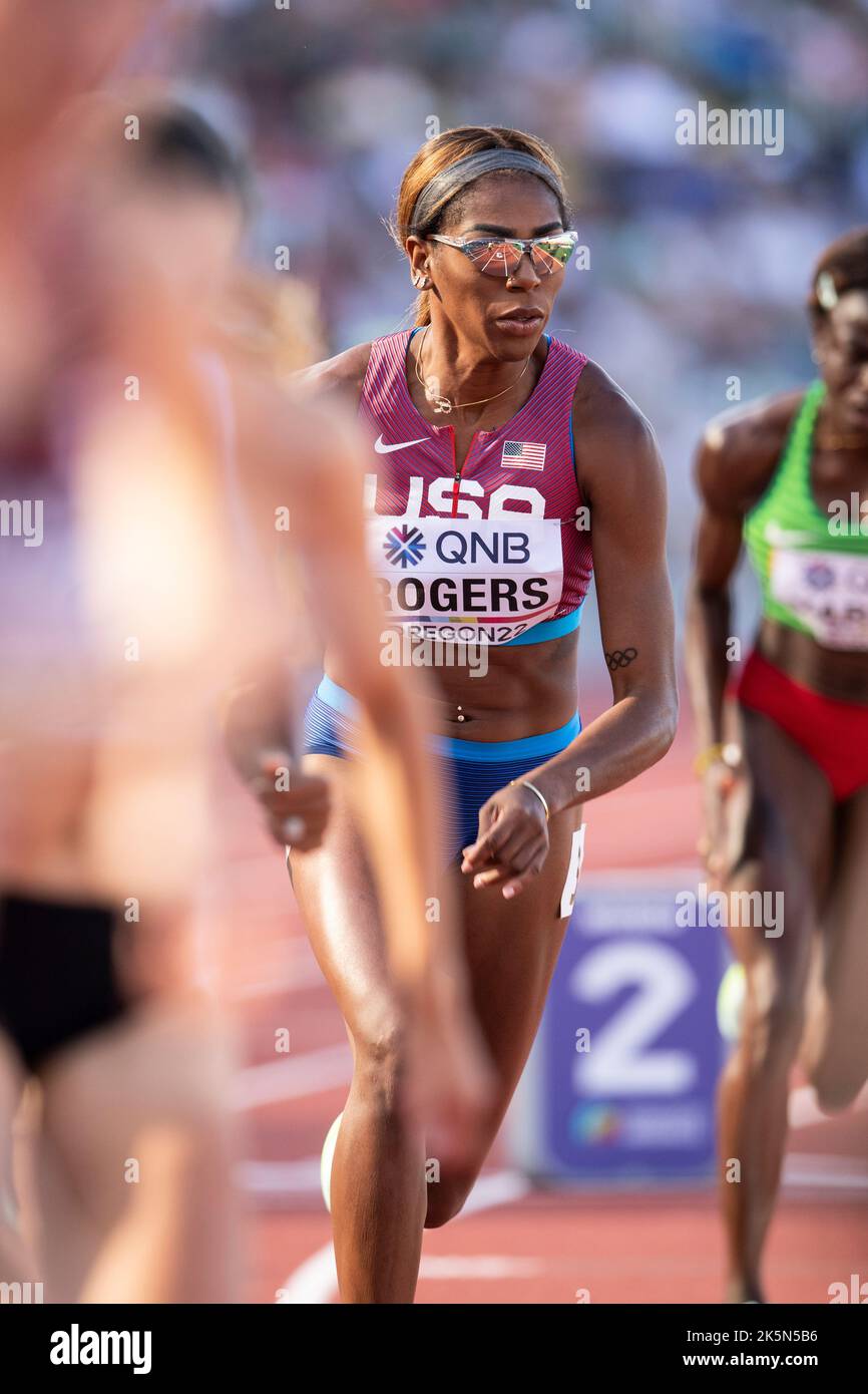 Raevyn Rogers of the USA competing in the women’s 800m heats at the ...