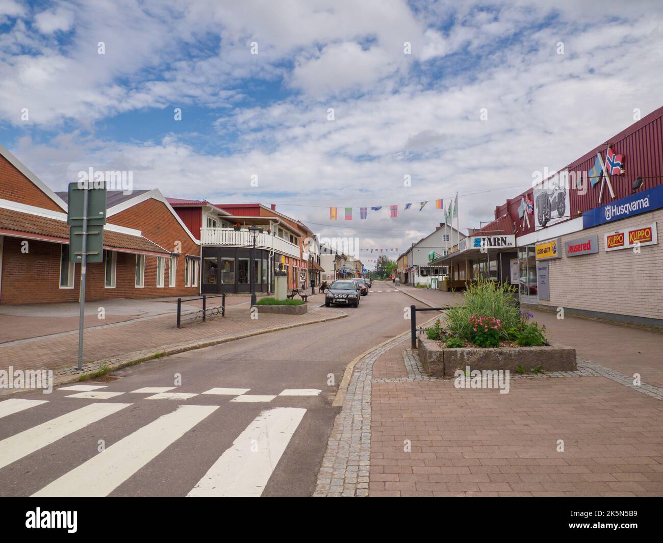 Charlottenberg, Sweden -June, 2021: Street of small town Charlottenberg ...