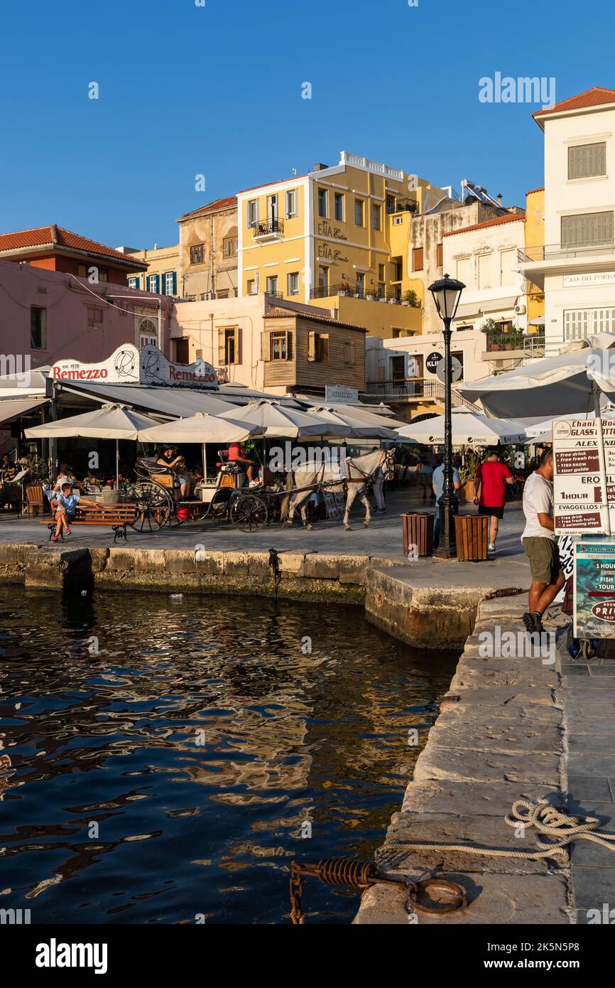 Buildings along the promenade of Chania, Crete Stock Photo - Alamy