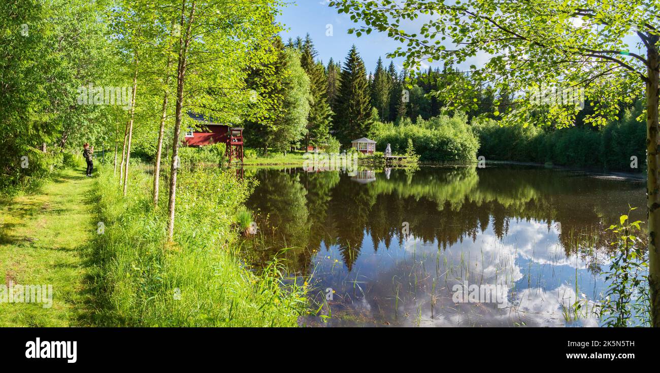 Sommarstuga, a Swedish summer house on the shores of foggy Lake ...