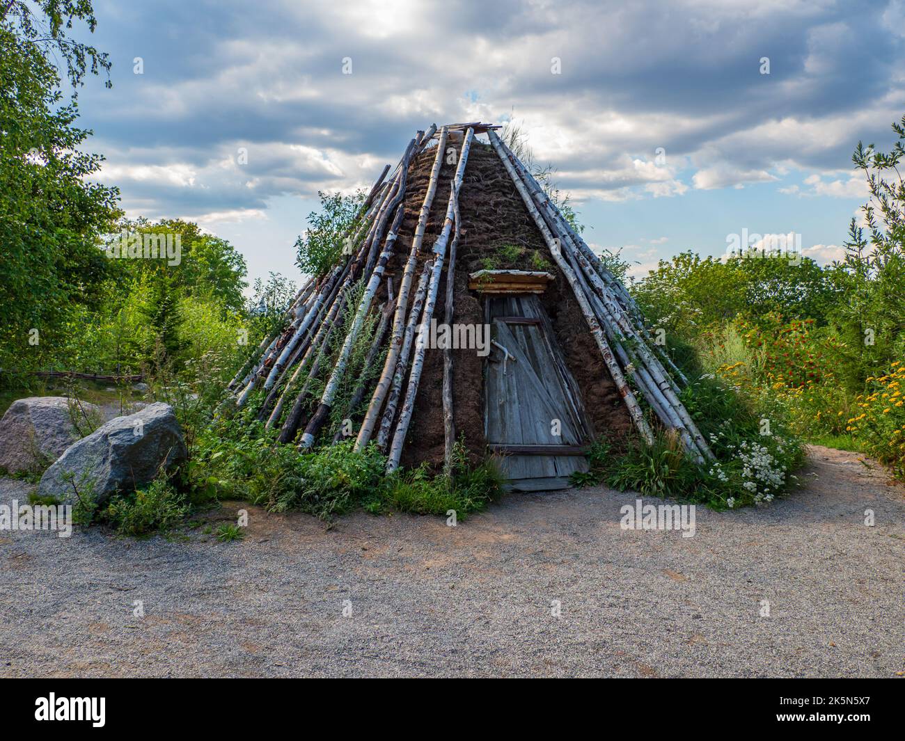 Small, old traditional house from Scandinavia inspired by tribe Saami ...