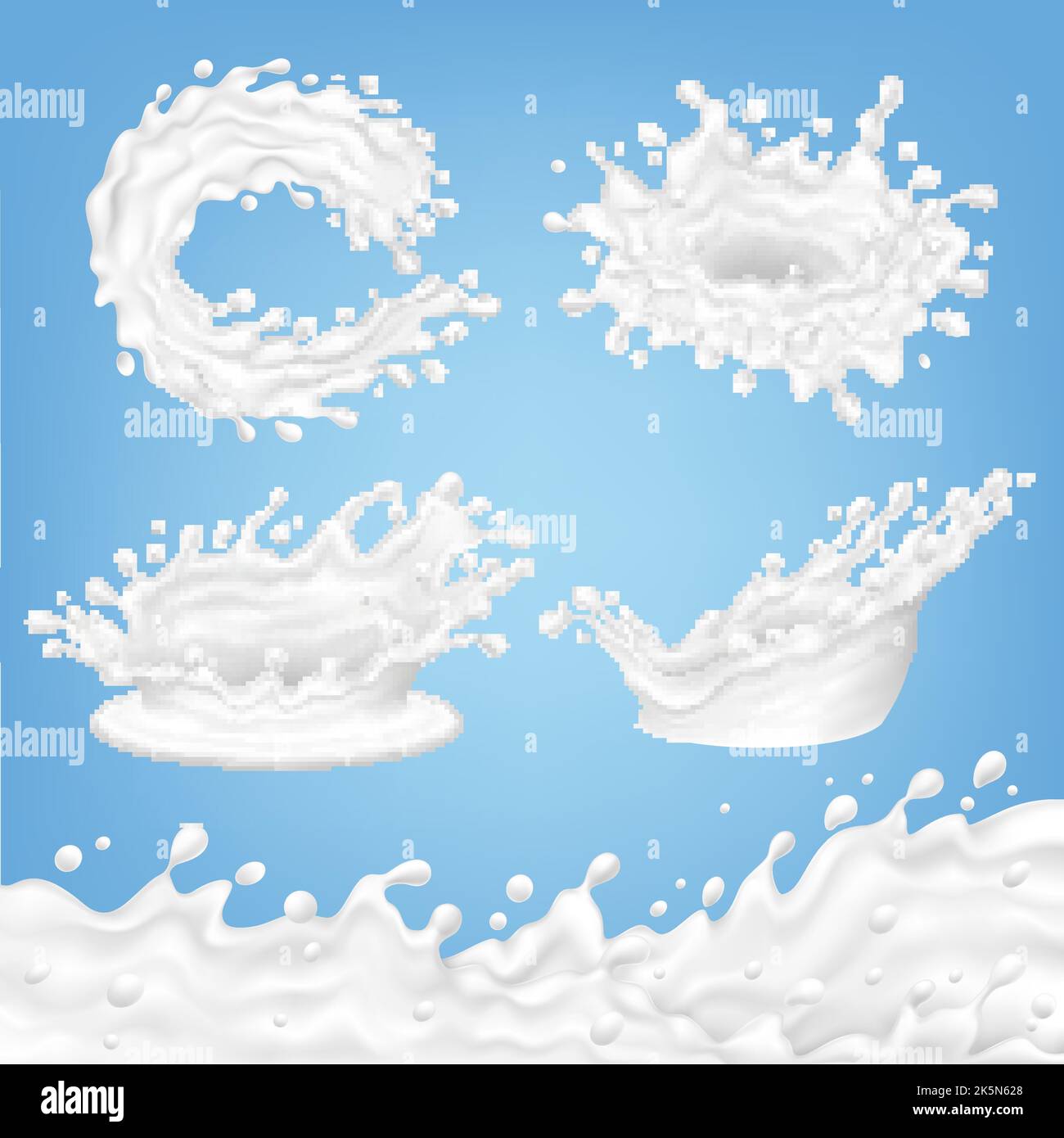Realistic milk splash and flow. Light milky wave, cream, yogurt. White ...