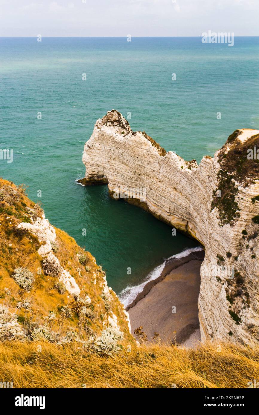 Etretat the beach and the falaise damont hi-res stock photography and ...