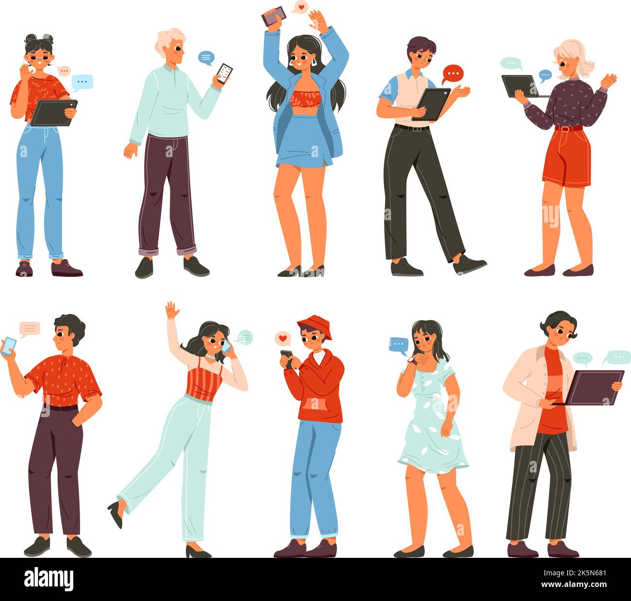 People chatting online. Chat avatar, happy teens talk online. Young ...