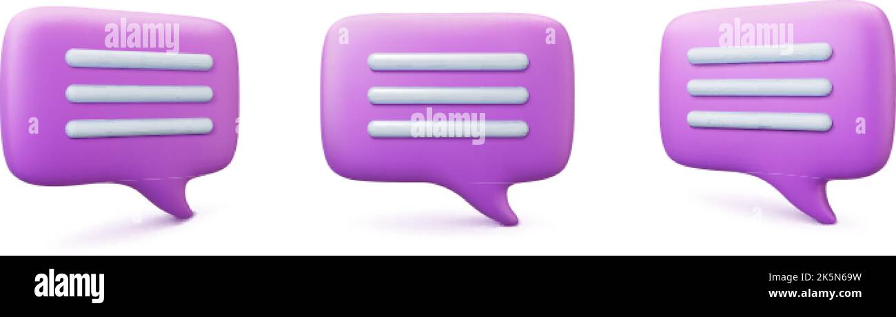 Voice balloons 3d emblems. Message network speech bubbles, different ...