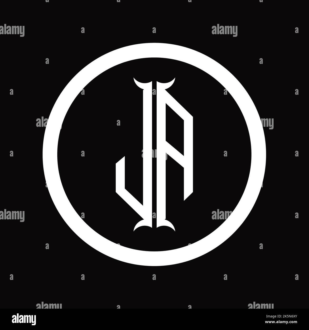 AJ Logo monogram letter with hexagon horn shape design template Stock ...