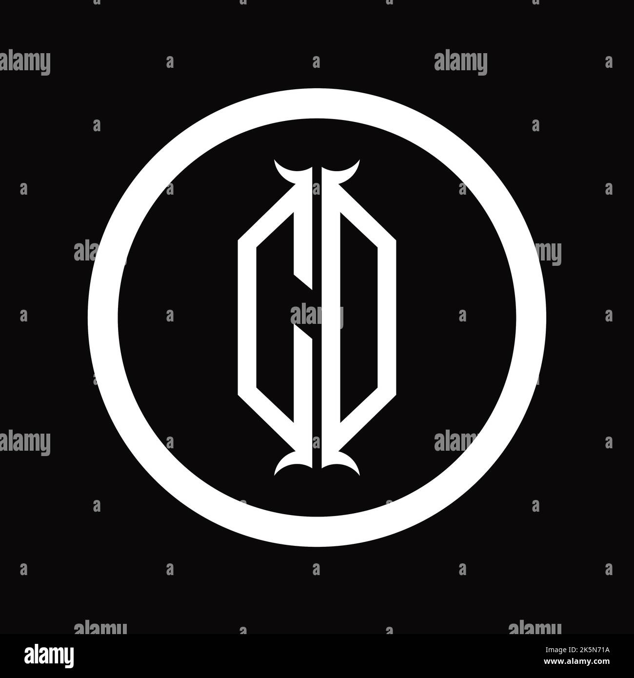 DC Logo monogram letter with hexagon horn shape design template Stock ...