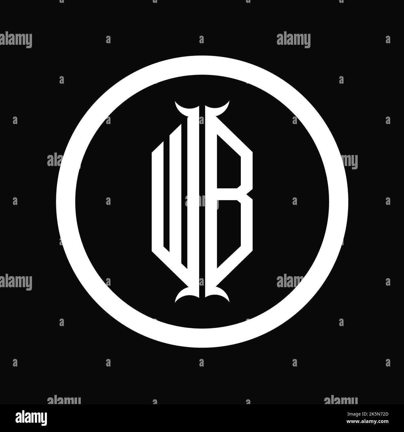 BW Logo monogram letter with hexagon horn shape design template Stock ...