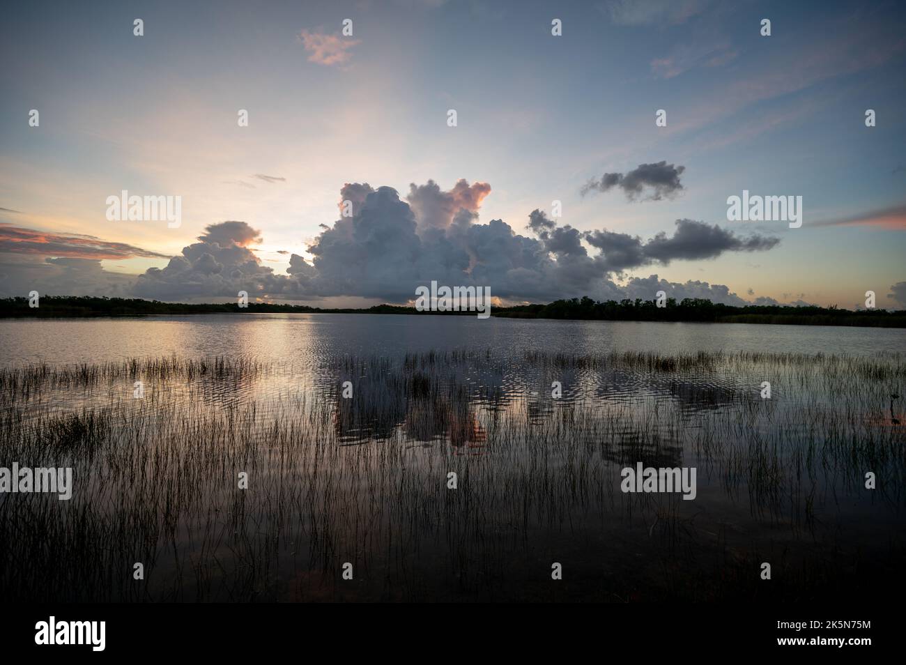 Colorful sunrise over Nine Mile Pond in Everglades National Park ...