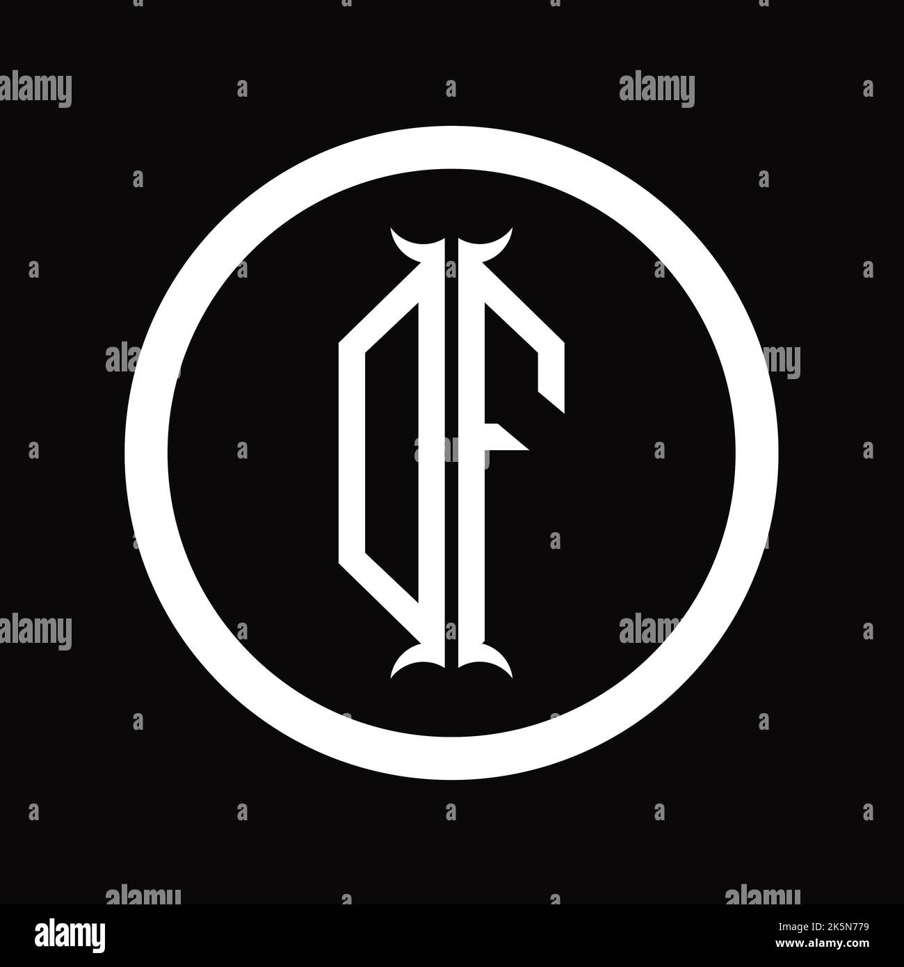 FD Logo monogram letter with hexagon horn shape design template Stock ...