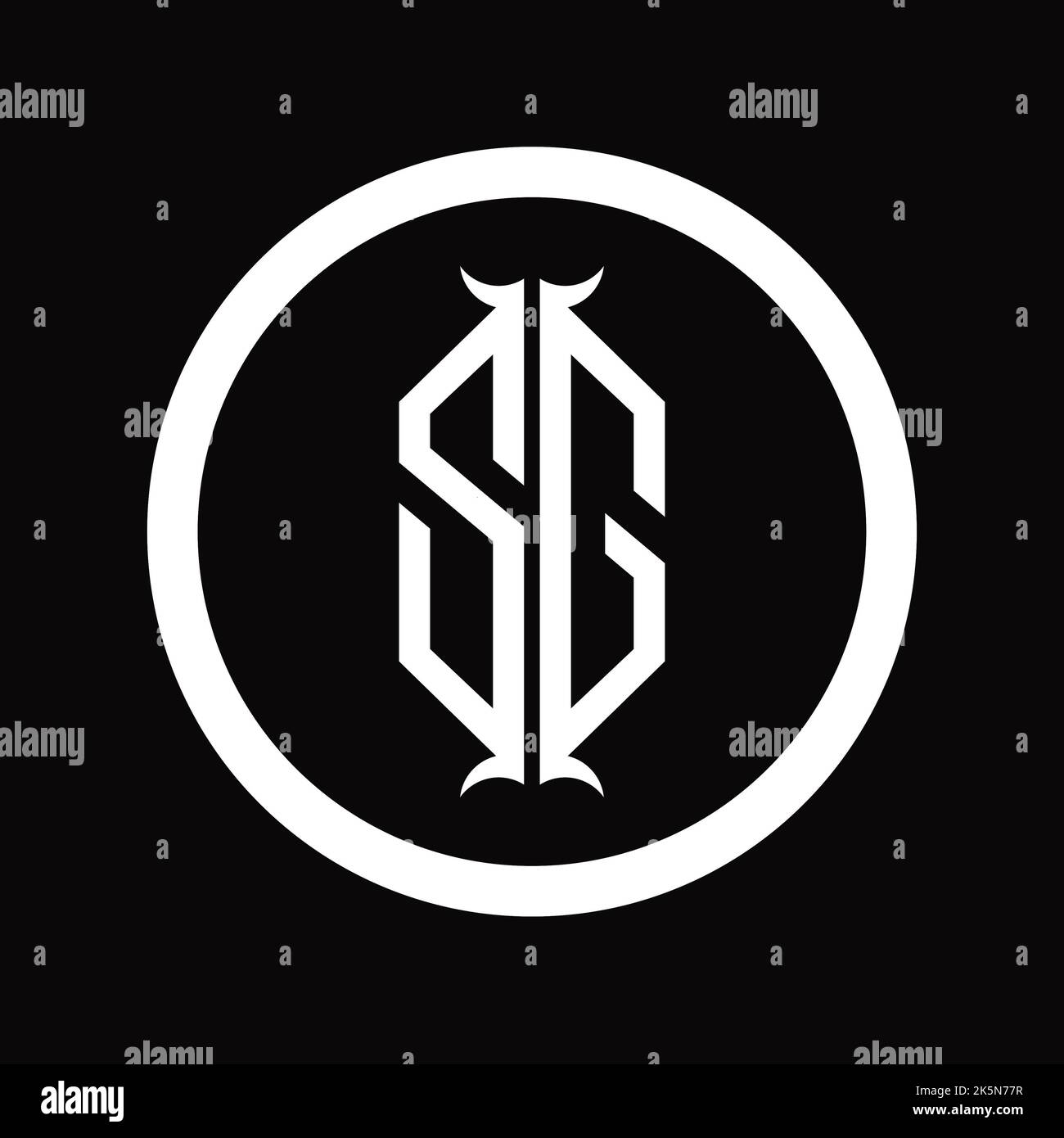 GS Logo monogram letter with hexagon horn shape design template Stock ...