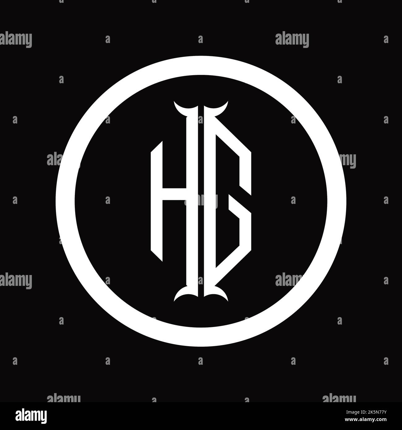 GH Logo monogram letter with hexagon horn shape design template Stock ...