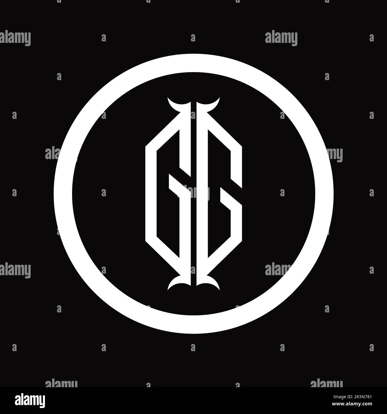 GG Logo monogram letter with hexagon horn shape design template Stock ...