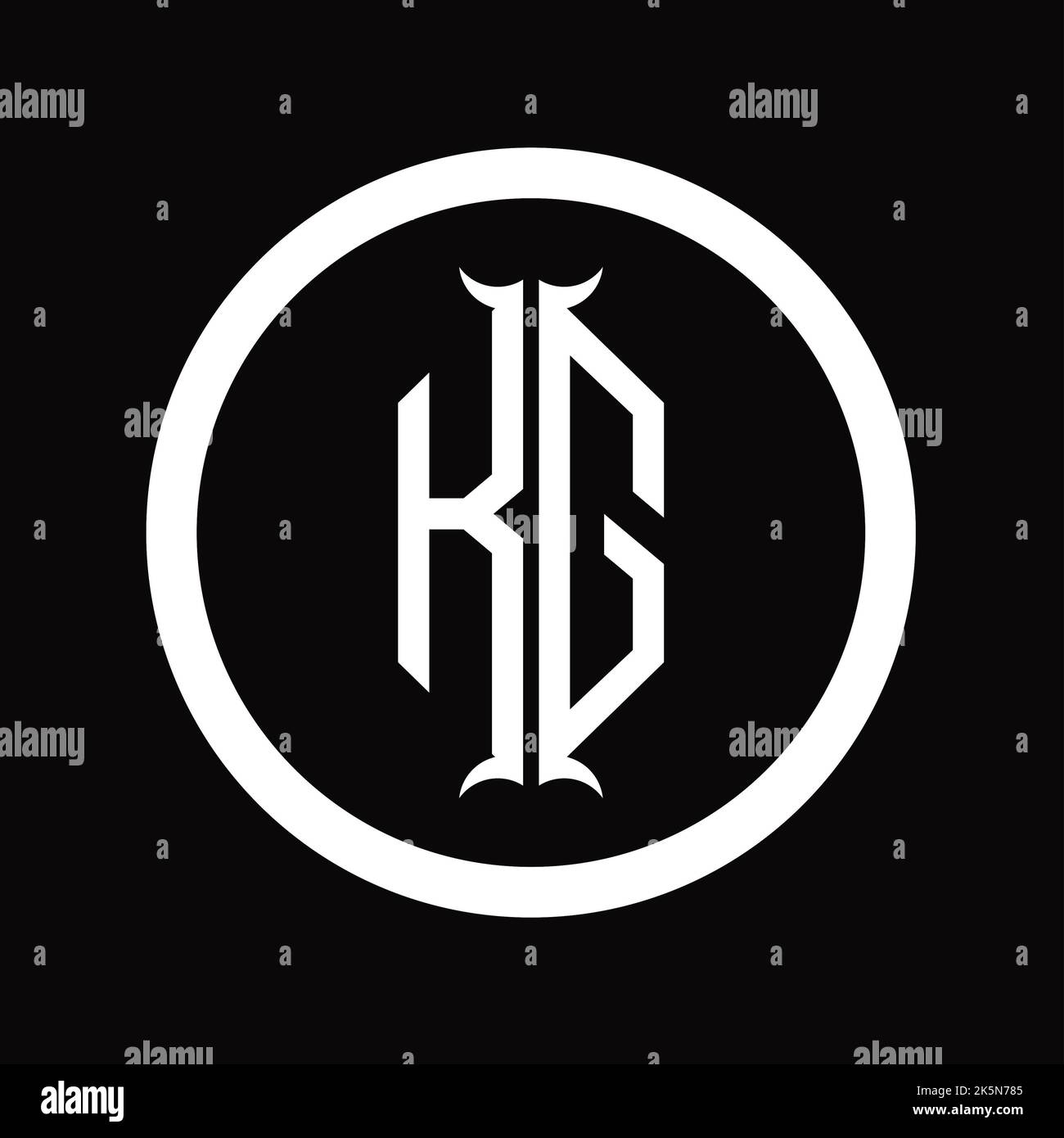 GK Logo monogram letter with hexagon horn shape design template Stock ...