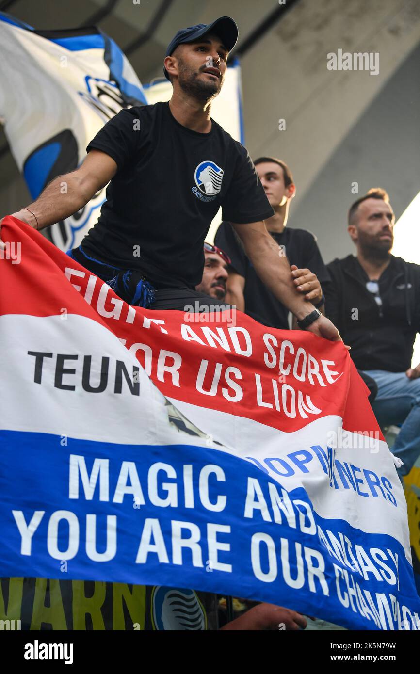 flag of Atalanta supporters for Atalanta's Teun Koopmeiners during ...