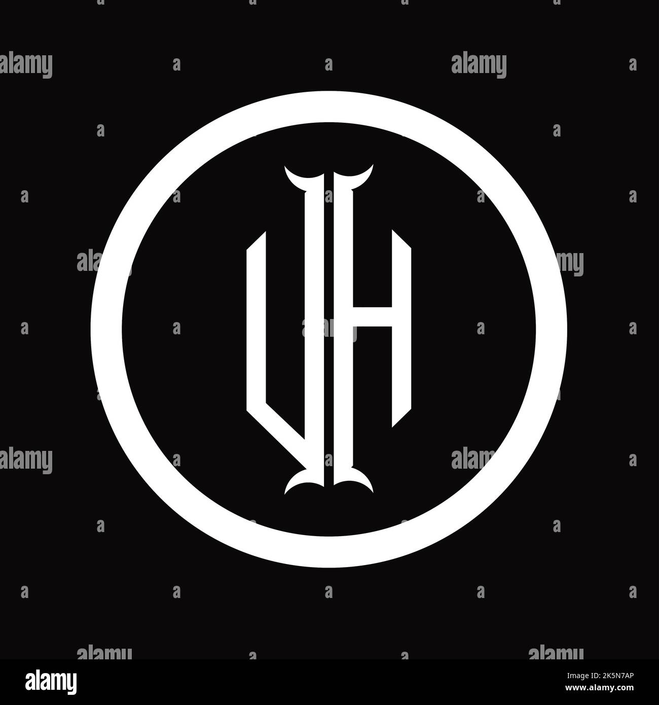 HU Logo monogram letter with hexagon horn shape design template Stock Photo - Alamy
