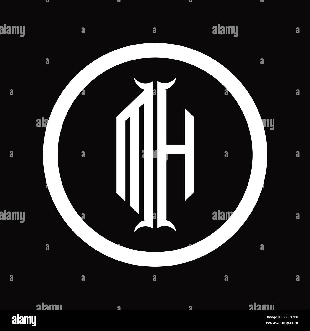 HM Logo monogram letter with hexagon horn shape design template Stock ...