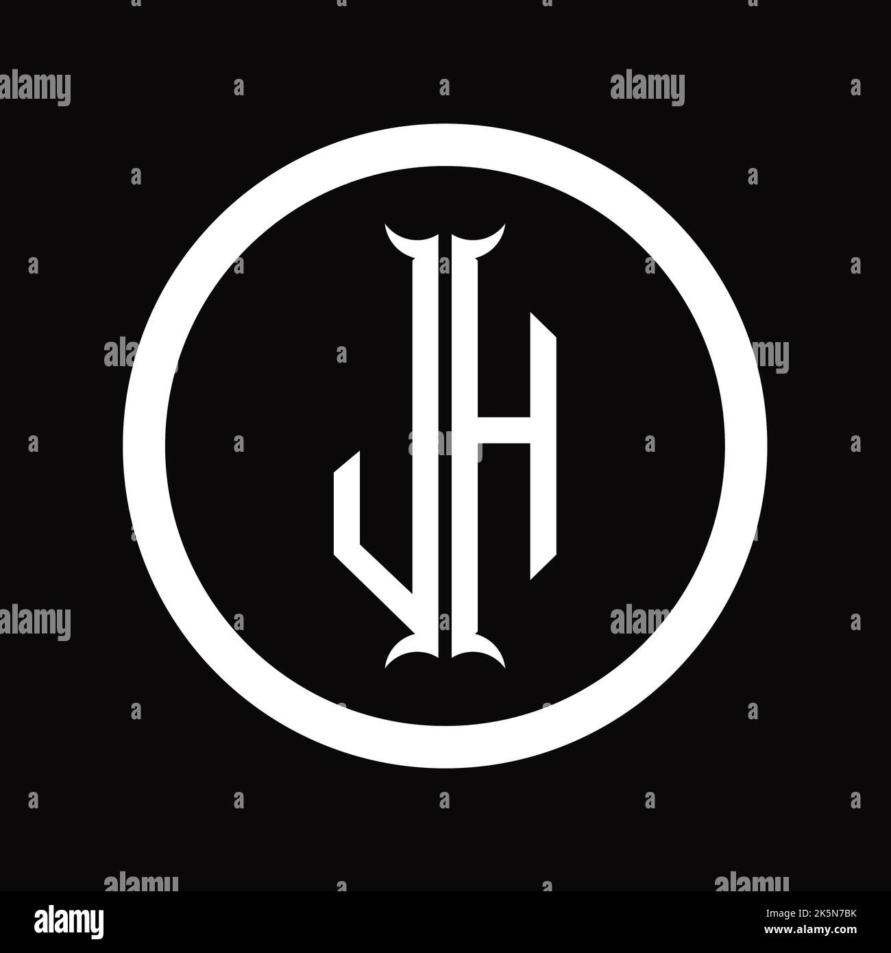 HJ Logo monogram letter with hexagon horn shape design template Stock ...