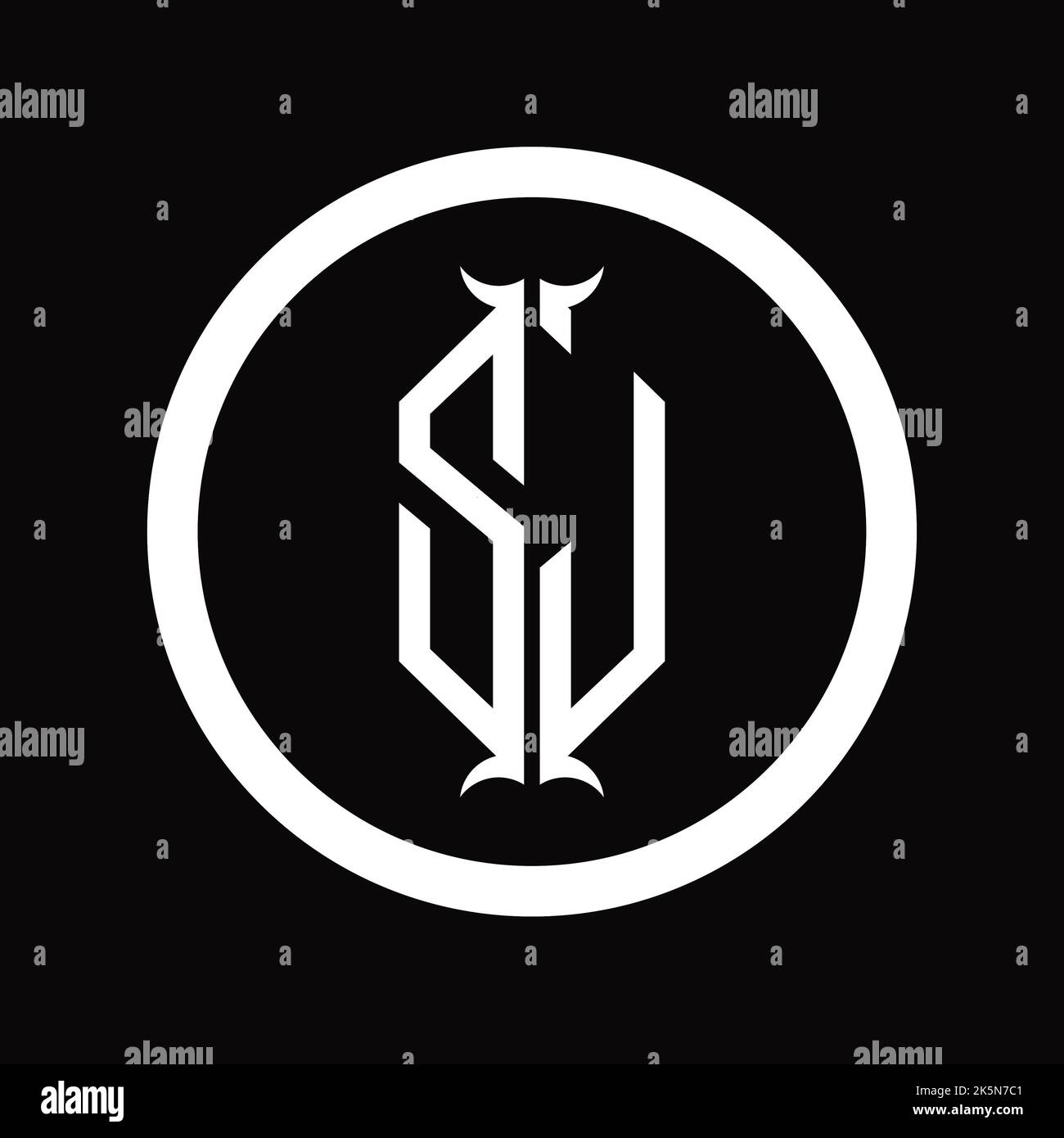 JS Logo monogram letter with hexagon horn shape design template Stock ...