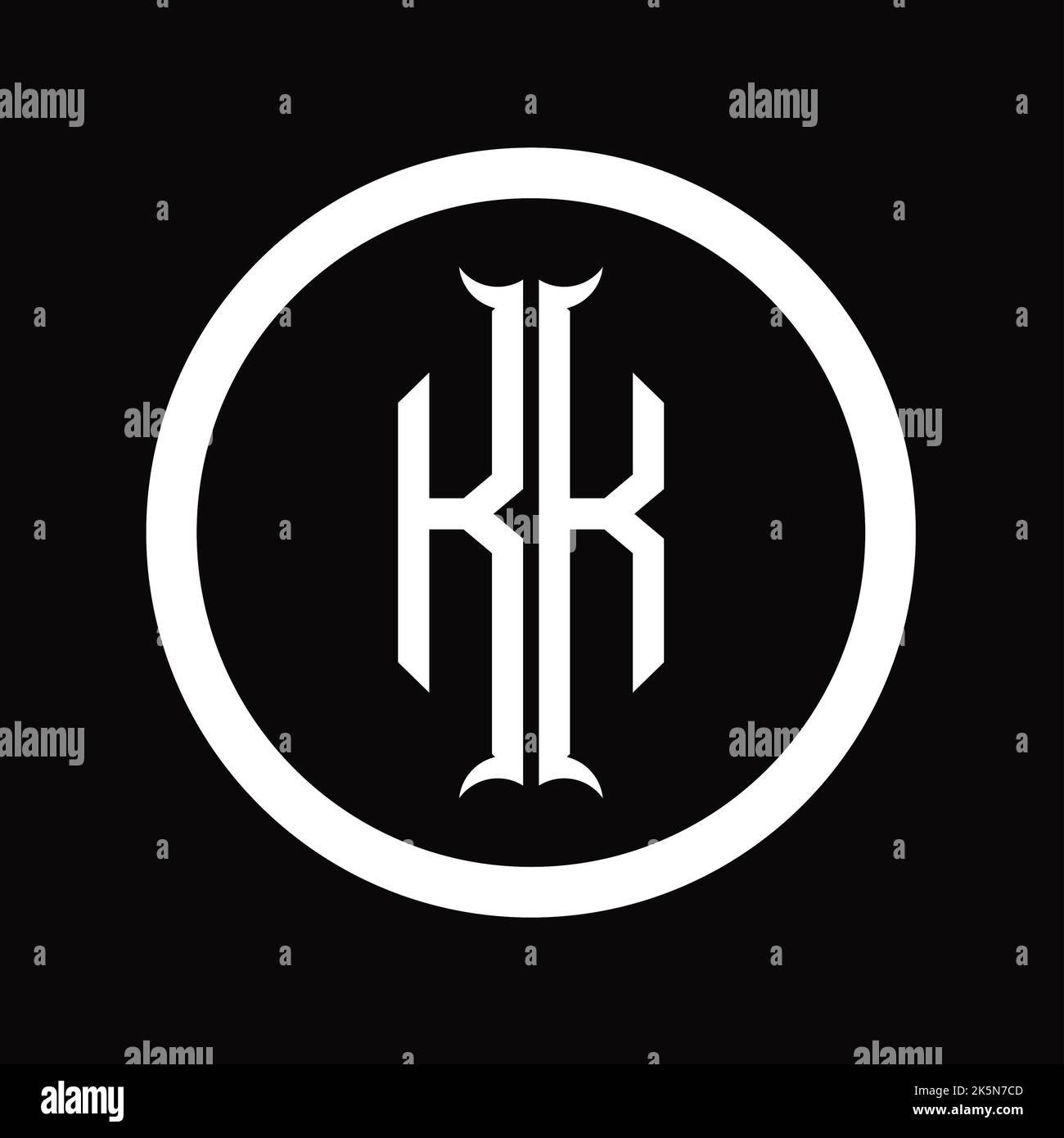 KK Logo monogram letter with hexagon horn shape design template Stock ...