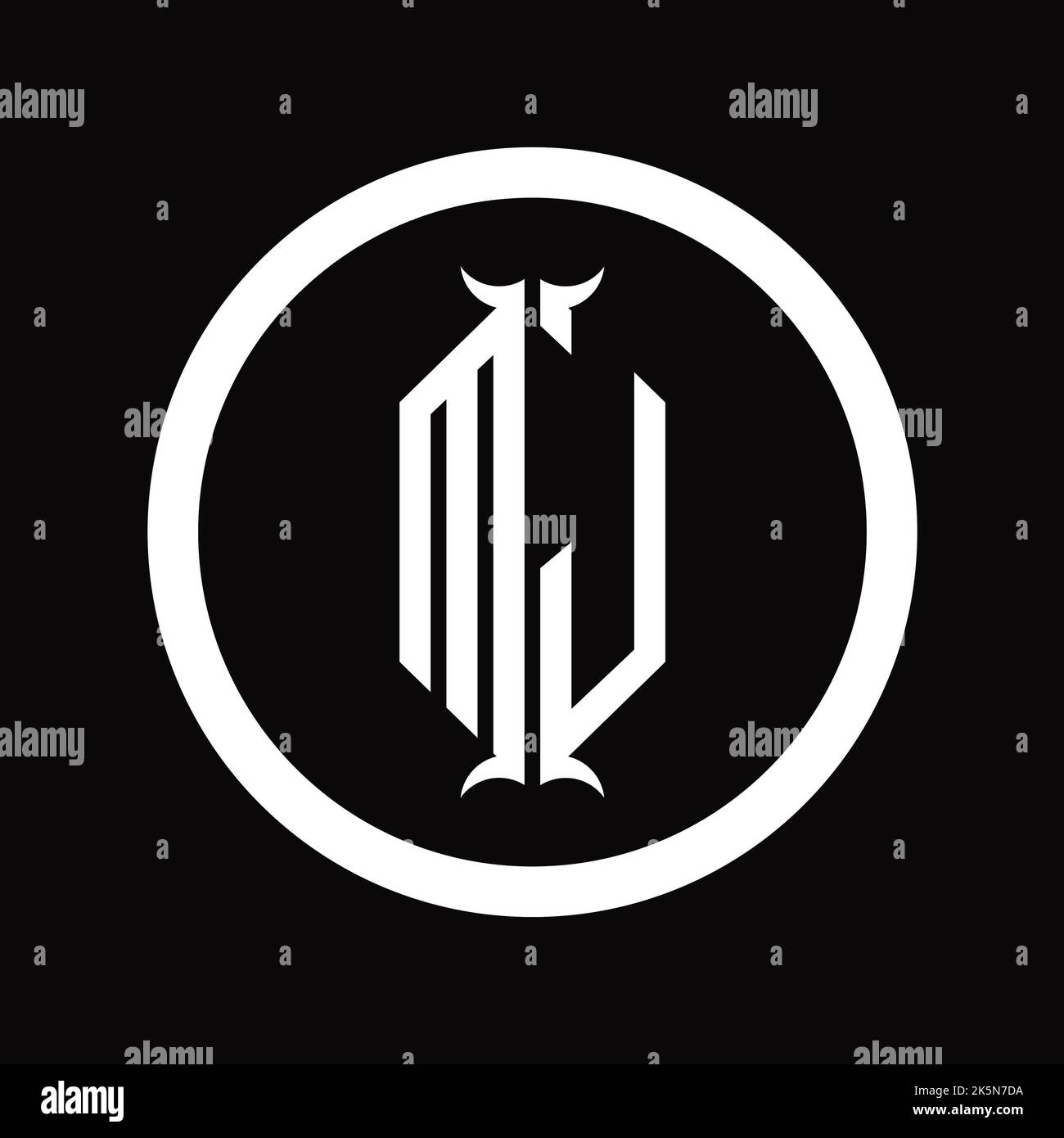 JM Logo monogram letter with hexagon horn shape design template Stock ...