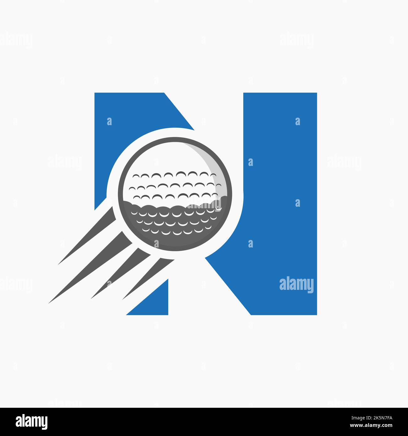 Letter N Golf Logo Concept With Moving Golf Ball Icon. Hockey Sports ...