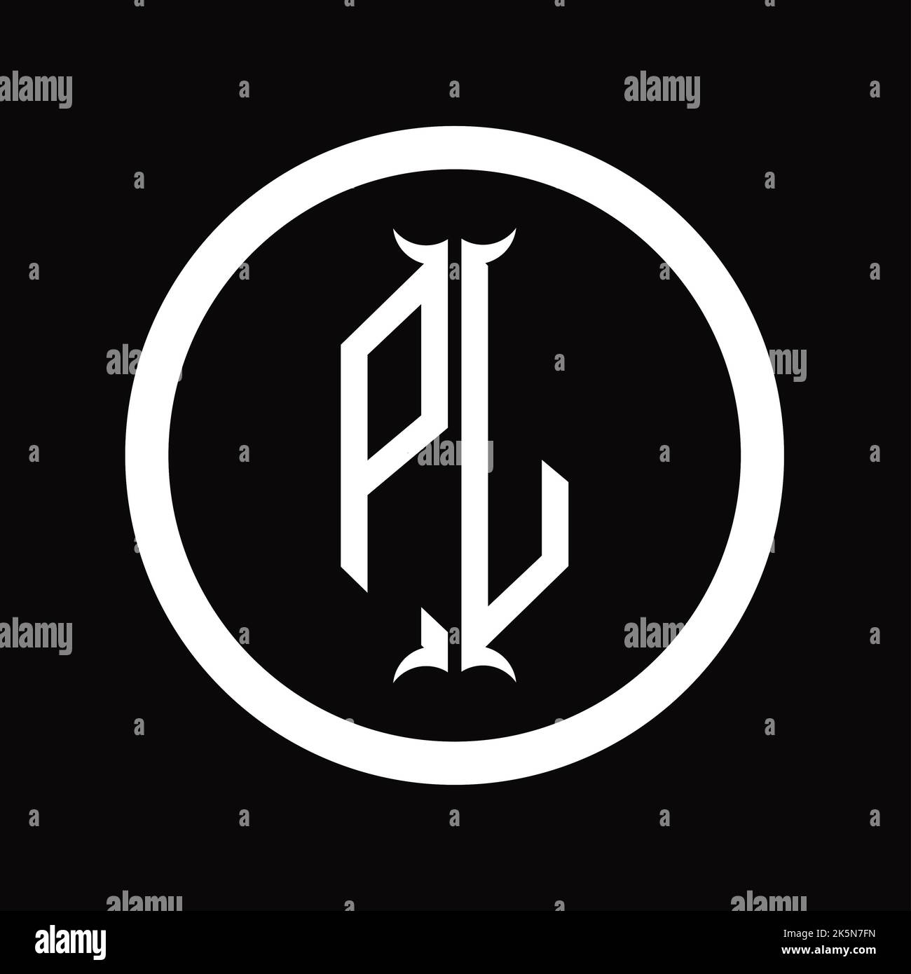 LP Logo monogram letter with hexagon horn shape design template Stock ...