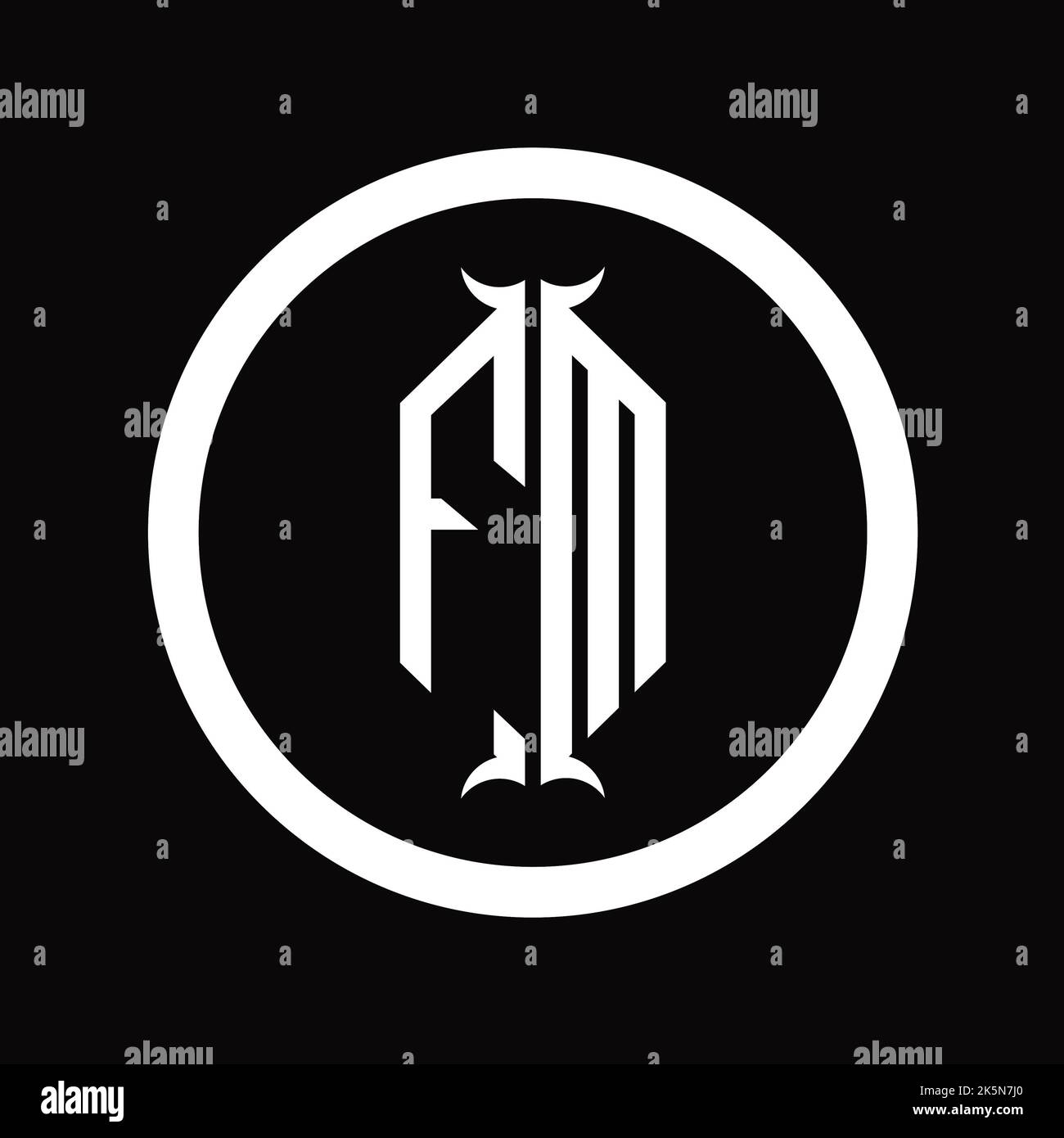 MF Logo monogram letter with hexagon horn shape design template Stock ...