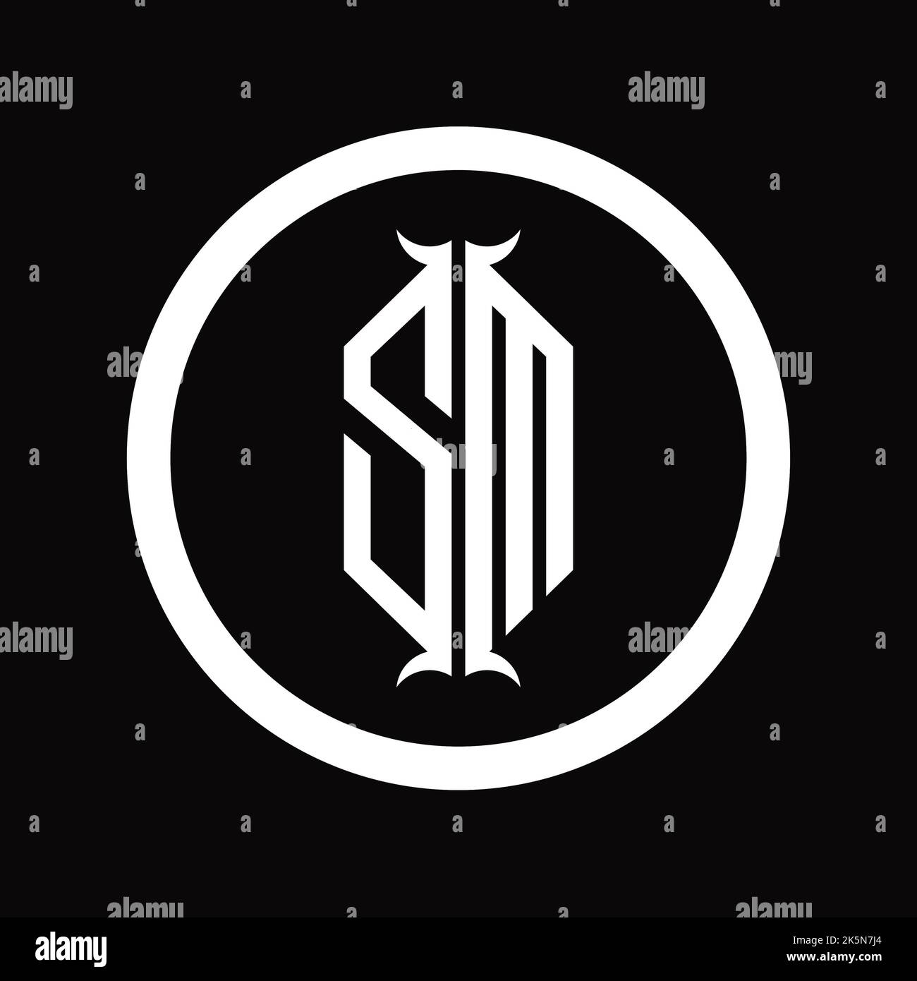 MS Logo monogram letter with hexagon horn shape design template Stock ...