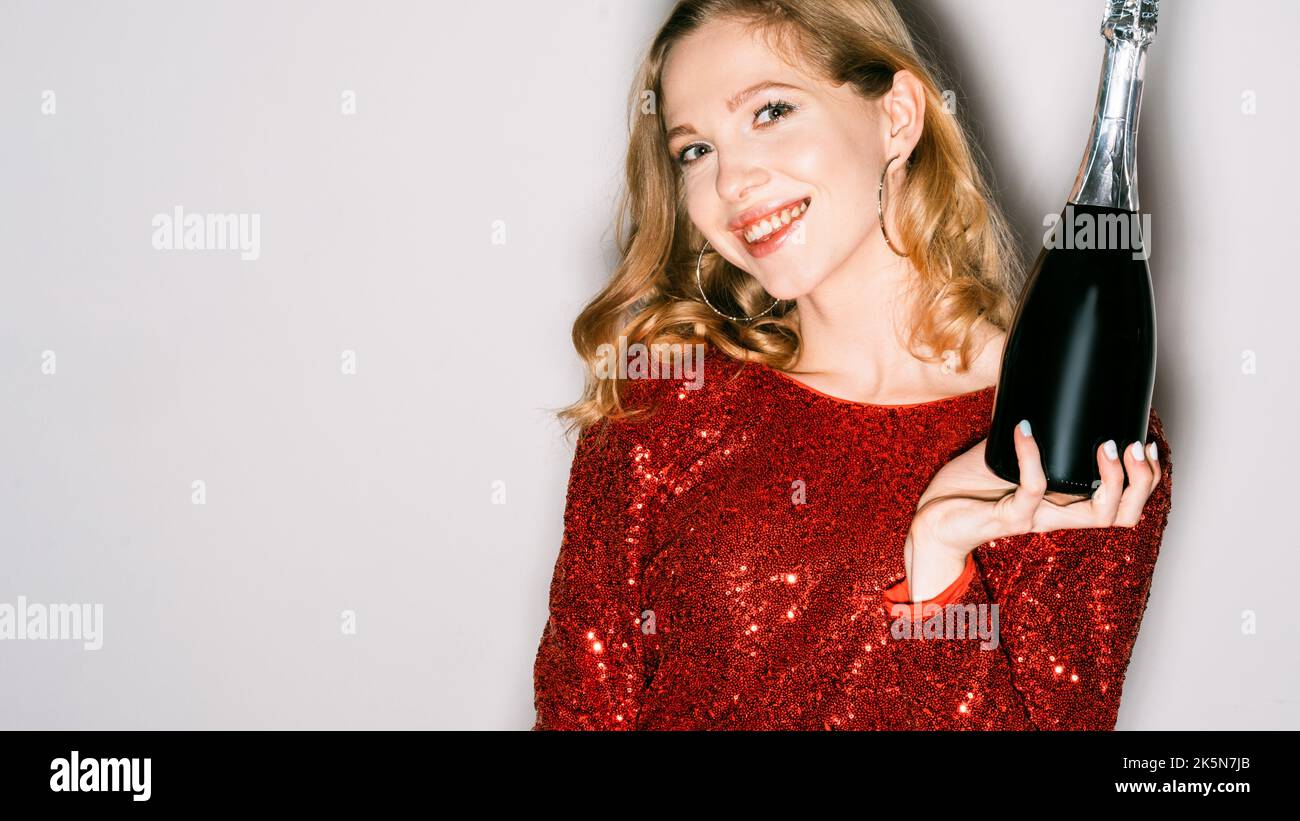 alcohol present happy woman birthday greeting Stock Photo - Alamy
